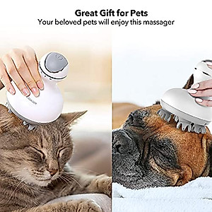 LATME Scalp Massager with 4 Replacement Massage Heads Portable Head Scratcher with Tissue Kneading Nodes Gifts Idea Stress Release Massager for Muscles Shoulder Calf