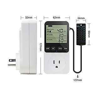 KETOTEK Humidity Controller Outlet Plug with Sensor, Digital Humidistat Switch 120V with Alarm for Greenhouse Mushroom Humidifier Dehumidifier
