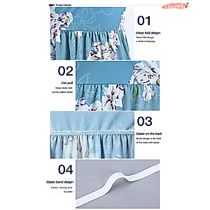 AUSELILY Women's Short Sleeve Loose Plain Casual Long Maxi Dresses for Women 2024 Floral Light Blue XL