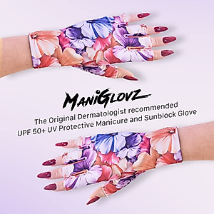 ManiGlovz - Original UPF 50+ UV Protective Nail Gloves | Gel Manicure Gloves & Anti-UV Fingerless for Women | Sun Protection for Driving | Making Waves Print
