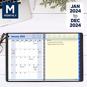 AT-A-GLANCE 2024 Weekly & Monthly Planner, QuickNotes, Quarter-Hourly Appointment Book, Monthly Tabs, 8-1/4" x 11", Large, Pockets, Black (769500524)
