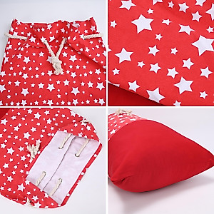 wonshia Personalized Drawstring Christmas Santa Sacks Reusable Christmas Star Santa Bag Large Christmas Canvas Gift Bag for Kids Xmas Present Christmas Party