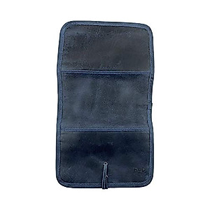 Hide & Drink, Multi Purpose Travel Organizer Roll for Cables Handmade from Full Grain Leather & Waxed Canvas (Blue Mar)