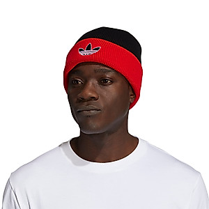 adidas Originals Sunday Cuff Beanie, Black/Vivid Red/White, One Size