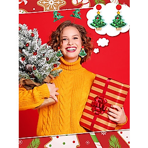 1 Pair Christmas Beaded Earrings Dangling Earrings Cute Christmas Earrings Christmas Tree Earrings Colorful Holiday Earrings Jewelry Gift for Women (Christmas Tree)