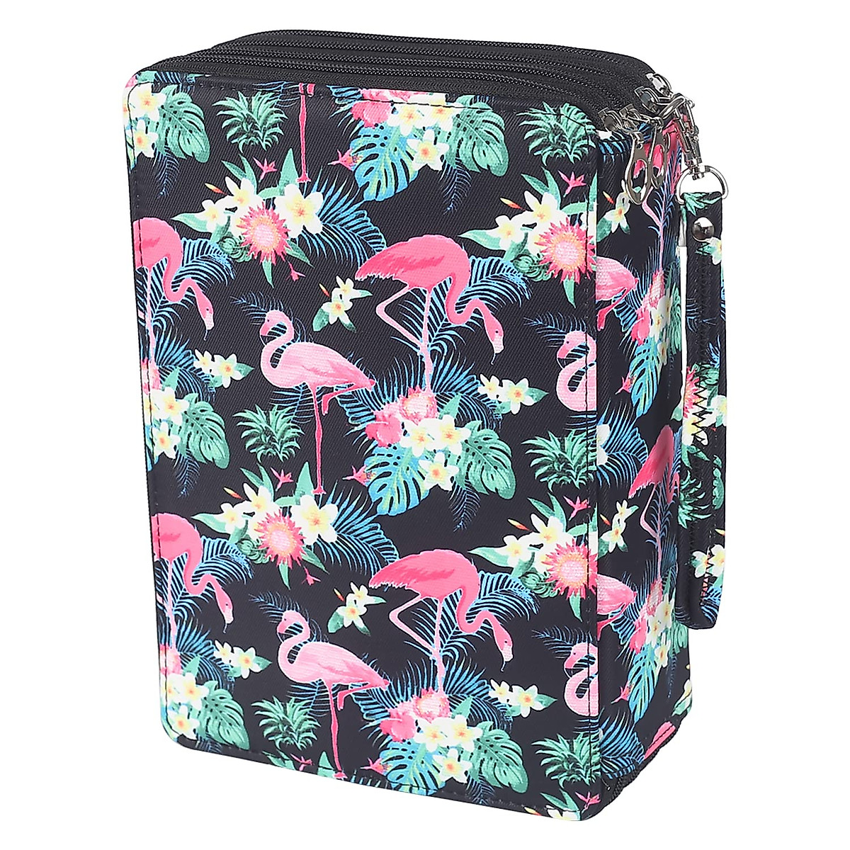 Shulaner 200 Slots Colored Pencil Case with Zipper Closure Large Capacity Oxford Pen Organizer Green Rose Pencil Holder for Artist (Flamingo)