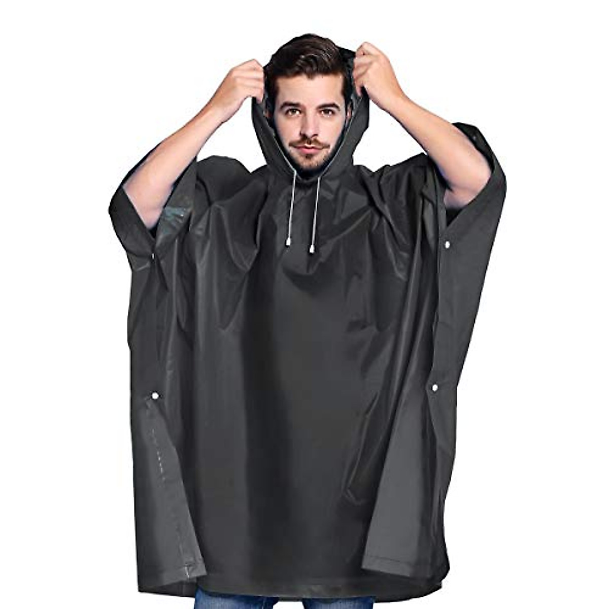 ANTVEE Reusable Adult Rain Ponchos 2 count (Pack of 1) for Women and Men with Drawstring Hood