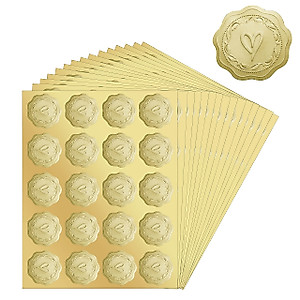 300 Parks Gold Heart Stickers Gold Embossed Heart Envelope Seals Wax Stickers Gold Embossed Envelope Stickers - Gold Stickers for Envelopes, Wedding Stickers Greeting DIY Decoration