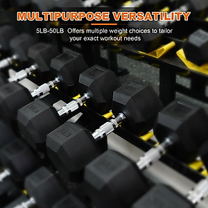 Fitvids Hex Dumbbells Rubber Coated Hand Weights Pairs for Exercises and Fitness, 25 LB Pair