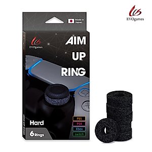 EVOgames Aim Up Ring （Hard Type） Made in Japan FPS Precise operability UP 6 pieces for FPS PS5 PS4 Switch Xbox For PC controller