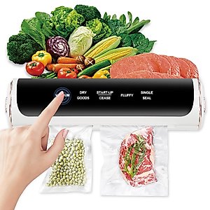 【1s Sealing】Uluck Food Saver Vacuum Sealer Machine ，80Kpa Automatic Food Sealers Vacuum Packing Machine, 4 in 1 Vacuum/Single Sealing & Dry/Fluffy Vacuum Sealer Machine with 10 Seal Bags
