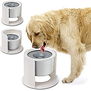 LIDLOK Dog Water Bowl Elevated Dog Bowls 1.1 Gallon Slow Water Feeder Dog Bowl No-Spill Water Bowl for Dogs,1.1 Gallon Stainless Steel, Adjustable Raised Stand, Floating Disk