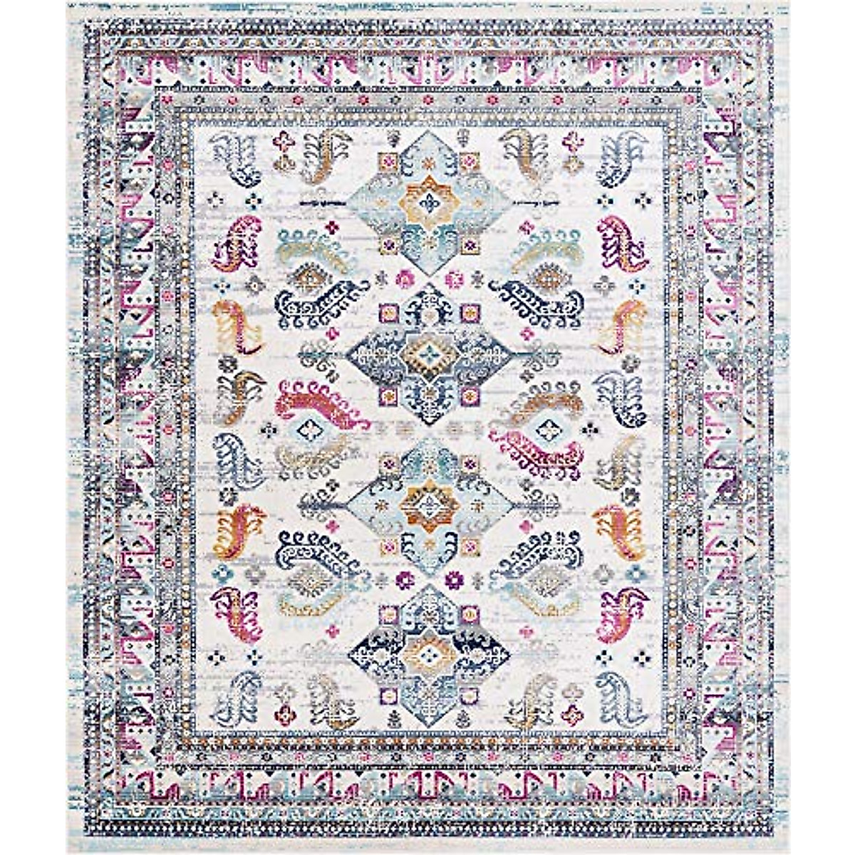 Rugs.com Budapest Collection Area Rug – 8' x 10' Multi Low-Pile Rug Perfect for Living Rooms, Large Dining Rooms, Open Floorplans