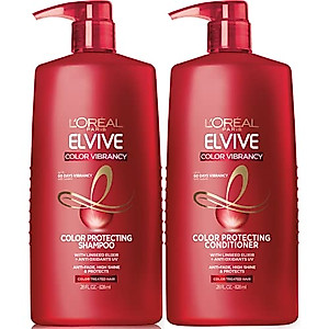 L'Oreal Paris Elvive Color Vibrancy Protecting Shampoo and Conditioner Set for Color Treated Hair, 28 Fl Oz (Set of 2)