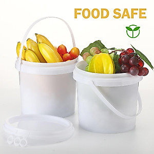 Uiifan 10 Pieces 0.5 Gallon 2 L Ice Cream Buckets with Lids Containers for Homemade Ice Cream Tub Round Plastic Bucket with Handle Food Storage Containers, Freezer, Dishwasher and Microwave Safe