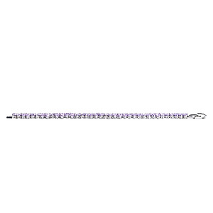 HVKI Women's Purple Heart Crystal 7 Inch Tennis Bracelet