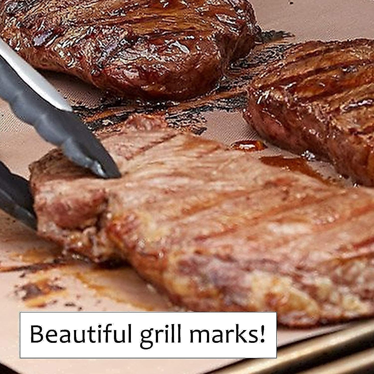 MiTBA Copper Grill Mat Set of 3-XL 100% Non-Stick BBQ Grill Mats, Reusable, and Easy to Clean- Works on Electric Grill Gas Charcoal BBQ and Oven- Will Get You Flawless Meat and a Clean Barbecue