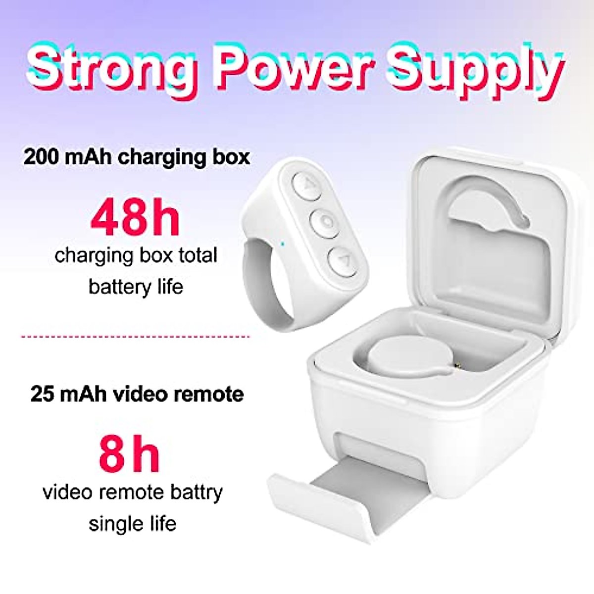 Upgrade TIK Tok Bluetooth Remote Control Page Turner, TUZTUALA 3 in 1 Function Video Scrolling Ring and Camera Shutter Remote and Phone Holder, Compatible with iPhone iPad Android Cell Phone-White