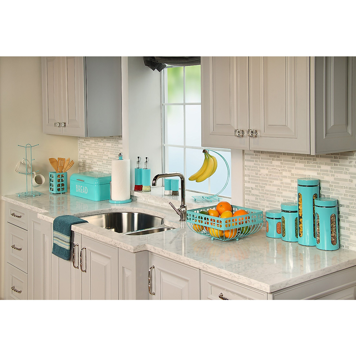 Home Basics Trinity Flat, Turquoise Napkin Holder