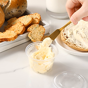 VITEVER [120 Sets - 4 oz ] Portion Cups With Lids, Small Plastic Containers with Lids, Airtight and Stackable Souffle Cups, Jello Shot Cups, Sauce Cups, Condiment Cups for Lunch, Party, Trips