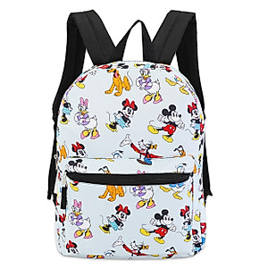 Disney Mickey Mouse Backpack with Lunch Box Bundle ~ Deluxe 16" All-Over Print Mickey School Bag with Insulated Lunch Bag, Pens, and Stickers (Mickey Mouse School Supplies)