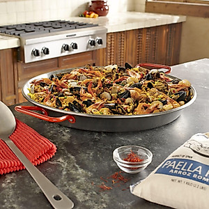 Spanish Paella Pan, 15", Serves 8, Silver