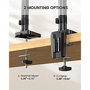 ErGear Triple Monitor Mount for Desk, 3 Monitor Stand with Gas Spring Adjustable Monitor Arm Fit Three Screens 13 to 27 inch Flat/Curved LCD Computer Screens Holds Max 17.6lbs with Clamp