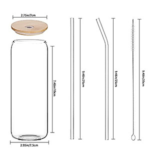 6 Pack 24oz Drinking Glasses Iced Coffee Cups Can Tumbler Glasses with Bamboo Lids and Straws Tumbler Glasses Cups Can Shaped Glass Gups Large Drinking Can Cups for Boba Smoothies Soda Juice Tea