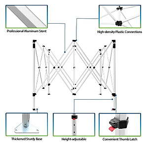 Custom Tents 10x20 with Logo, Custom Canopy Tent 10x20 with Logo, Personalized Pop Up Tent Canopy for Tradeshow Outdoor Events Advertising, Roller Bag Included (1 Full Wall + 2 Half Walls)