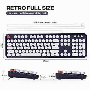 Atelus Computer Keyboards Wired, Full Size Typewriter Keyboard with ...
