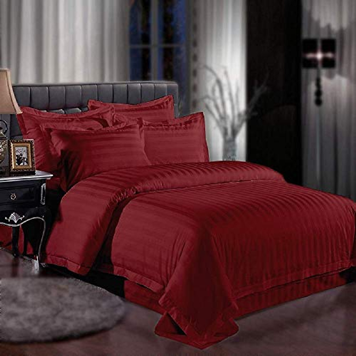 Cotton Home Depot Twin Collection Bed Sheet Set 24 Inch Deep Pocket 4-Piece Bedding Set - Wrinkle, Stain, Fade Resistant - Burgundy