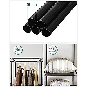 SONGMICS 51-Inch Portable Closet, Wardrobe Storage Organizer with 10 Shelves, Closet System with Hanging Rods and Cover, for Hanging Clothes, Quick and Easy Assembly, Grey URYG93G