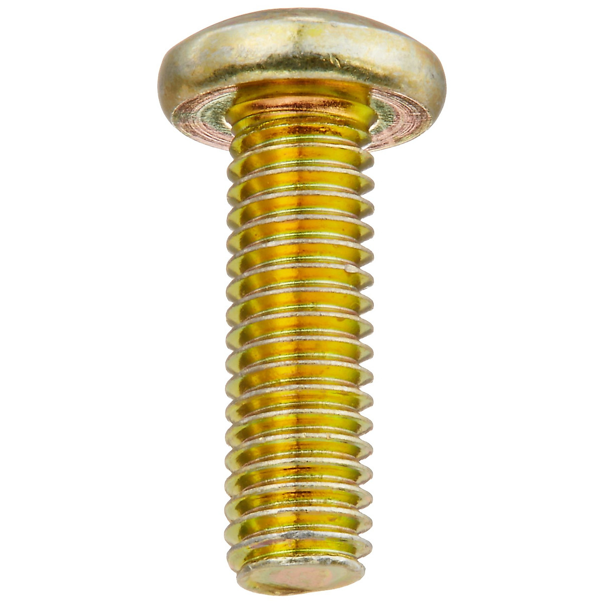 Small Parts 1110MPPY Steel Pan Head Machine Screw, Yellow Zinc Plated, Meets ASME B18.6.3, #2 Phillips Drive, #10-32 Thread Size, 5/8" Length, Fully Threaded, Import (Pack of 100)