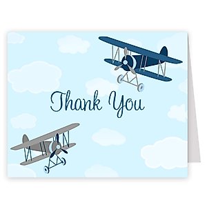 The Invite Lady Airplane Thank You Cards Propeller Vintage Baby Shower Notes With Envelopes (24 count)