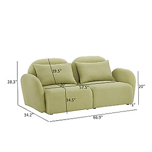 Bellemave Loveseat Sofa Couch 2 Seater Couch with Pillows Teddy Fabric 2-Person Sofa Love Seat 2 Cushion Sofa for Living Room, Apartment (Green)