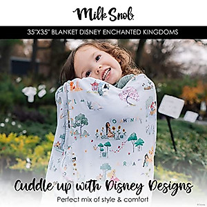Milk Snob Disney Enchanted Kingdoms Baby Girl Swaddle Blanket, Soft Receiving, Security Bed and Play Blanket, Toddler and Infant Baby Bedding Registry and Shower Gifts, Newborn Essentials, 35x35