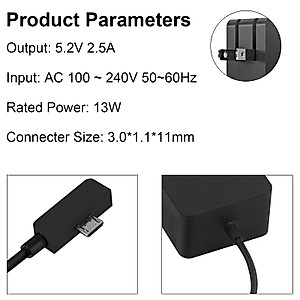 Surface 3 Charger 13W 5.2V 2.5A AC Power Adapter Charger Cord Replacement for Microsoft Surface 3, Model 1623 1624 1645 Tablet with USB Charging Port 4.9Ft Cable-1.5m(Not Compatible Surface Pro 3)