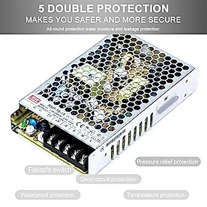 TorqCali RSP-75-15 75W Single Output PFC Function Power Supply 15V Constant Voltage for Industrial Control, Automation Equipment, and Instrumentation