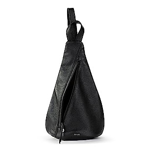 The Sak Geo Sling Backpack in Leather, Convertible Design, Black
