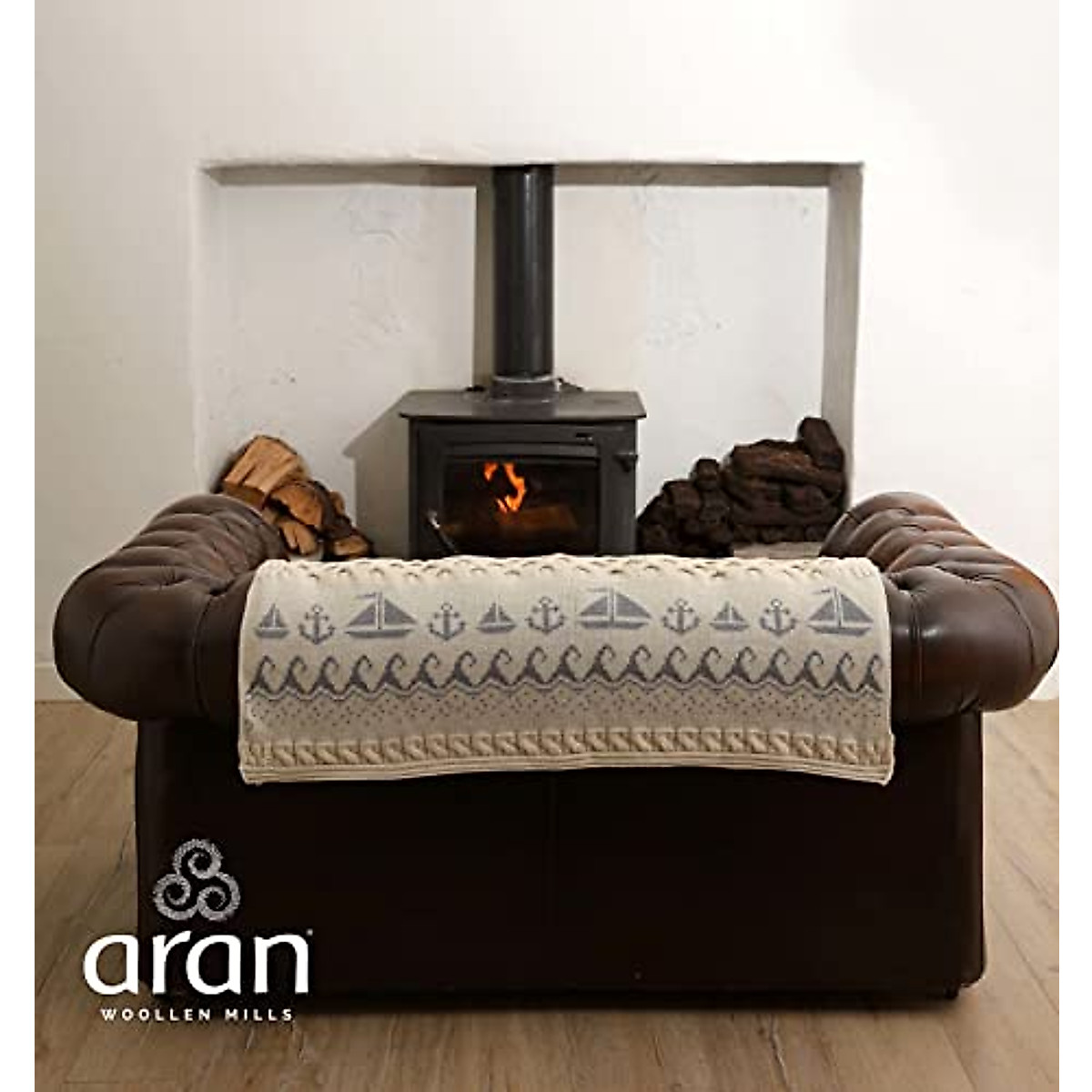 Irish Blanket 100% Merino Wool Throw Honeycomb Knit Couch Sofa Made in Ireland 42" x 62"