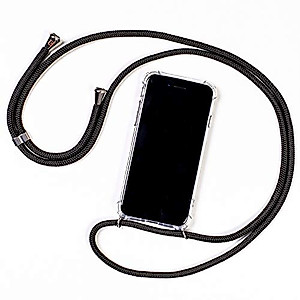 KILUCASE Smartphone Necklace - Clear Protective Anti-Shock Case with Lanyard Strap Cord in Charcoal Grey (Compatible with iPhone 11Pro)