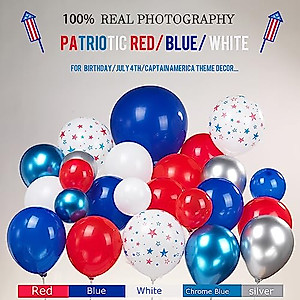 kozee Red White and Blue Patriotic balloon garland arch kit 136pcs with starburst star print balloons for july 4 Memorial day decorations