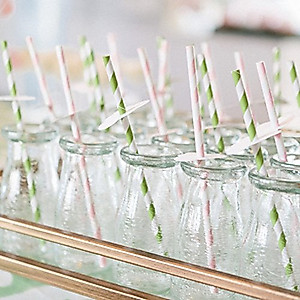 Striped Paper Straws - Valentine Wedding Birthday Party - Light Blush Pink White - 7.75 Inches - Pack of 50- Outside the Box Papers Brand