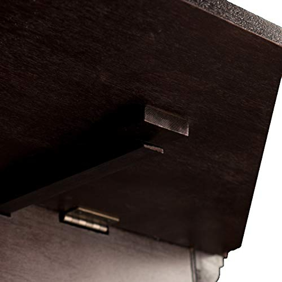 SEI Furniture Grantham Faux Stone Corner Electric Fireplace with Hidden Media Shelf, New Ebony