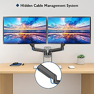 BONTEC Monitor Wall Mount Bracket for 13-27" Screens up to 17.6 lbs, Fully Adjustable Gas Spring Monitor Arm, Ergonomic Height Adjustable, Tilt Swivel & Rotate, VESA 75x75, 100x100 mm