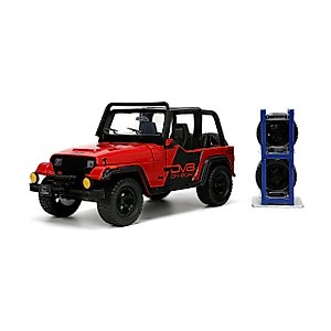 Jada Toys Just Trucks 1:24 1992 Jeep Wrangler Die-cast Car Red/Black with Tire Rack, Toys for Kids and Adults