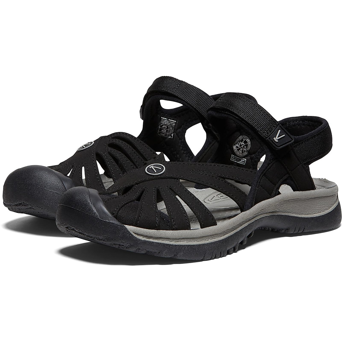KEEN Women's Rose Casual Closed Toe Sandals, Black/Neutral Gray, 8.5