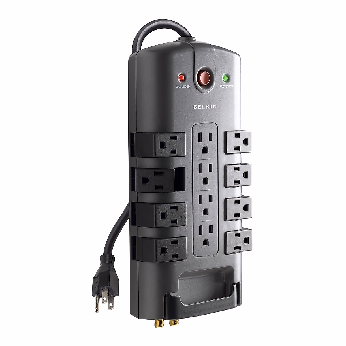 Belkin Surge Power Strip Protector - 8 Rotating & 4 Stationary AC Multiple Outlets - 8 ft Long & Power Strip Surge Protector with 8 Rotating AC Outlets - 6 ft Long Flat Pivot Plug - (2,160 Joules)
