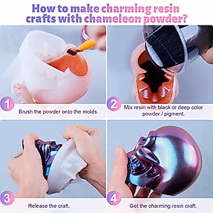 LET'S RESIN Chameleon Mica Powder, 10 * 5g Color Shift Mica Powder for Epoxy Resin/Tumbler, Saturated Color Shifting Chrome Pigment Powder for Painting,Slime,Nails