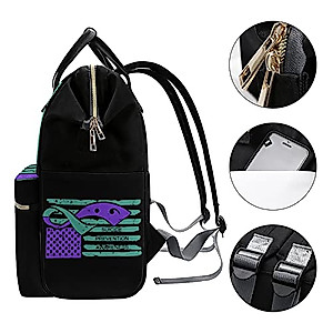 Suicide Prevention Awareness Flag Waterproof Mommy Backpack Shoulder Bag Stylish Nappy Daypack For Travel Shopping black-style